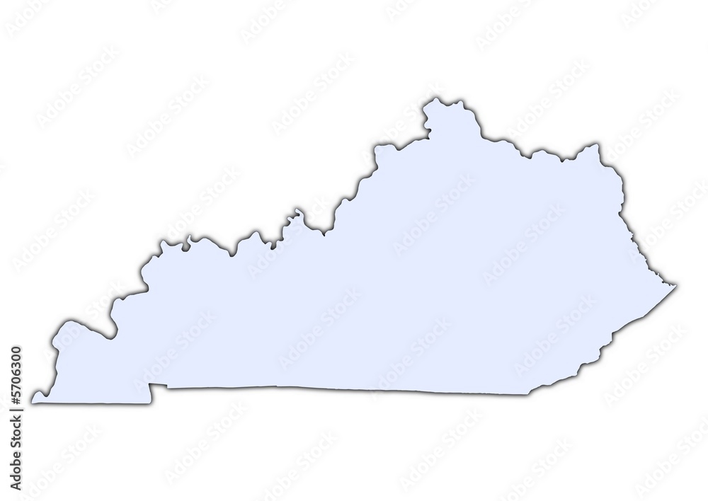 Kentucky (USA) light blue map with shadow Stock Illustration | Adobe Stock