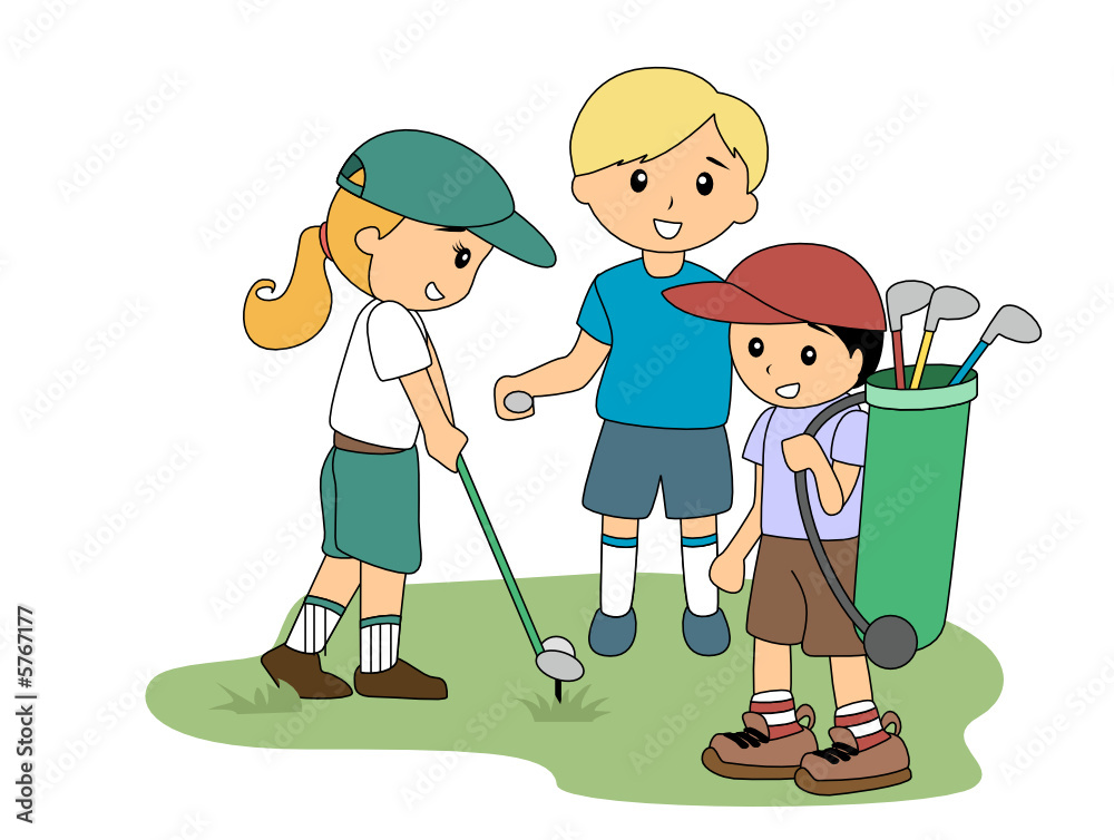 Children Playing Golf Stock Vector | Adobe Stock