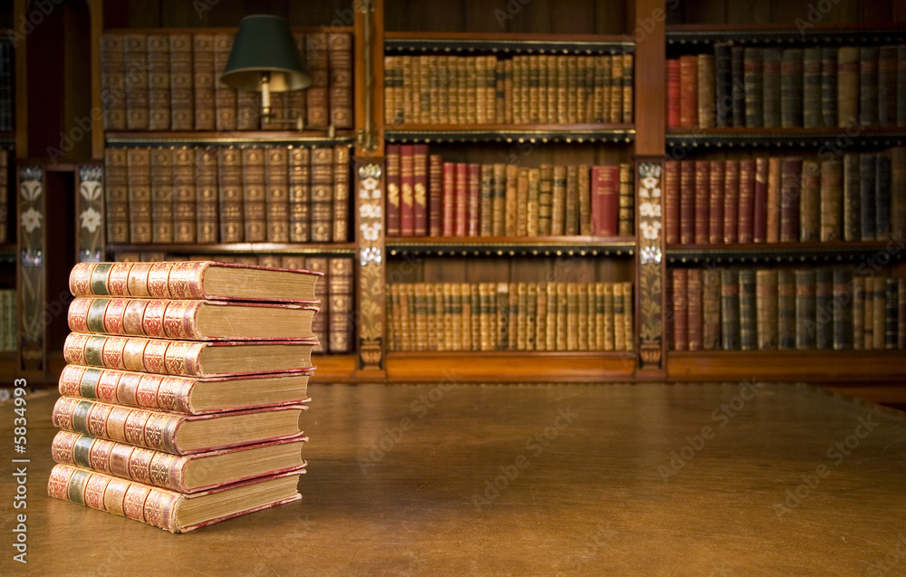 Old books in classic library Stock Photo | Adobe Stock