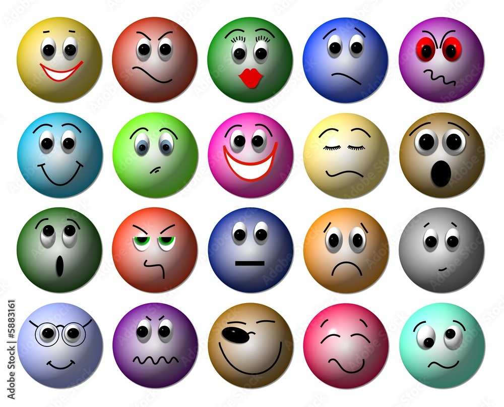 smileys farbig ilustración de Stock | Adobe Stock