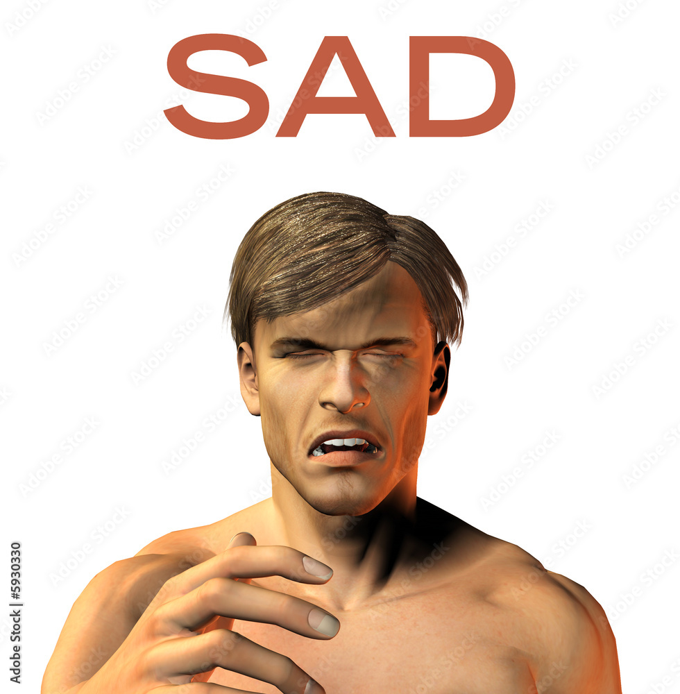 young man face expression - sad - cry - 3d render image Stock ...