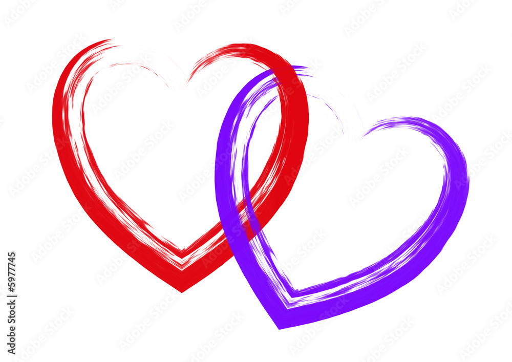 Red and purple hearts made with brush strokes Stock Illustration ...