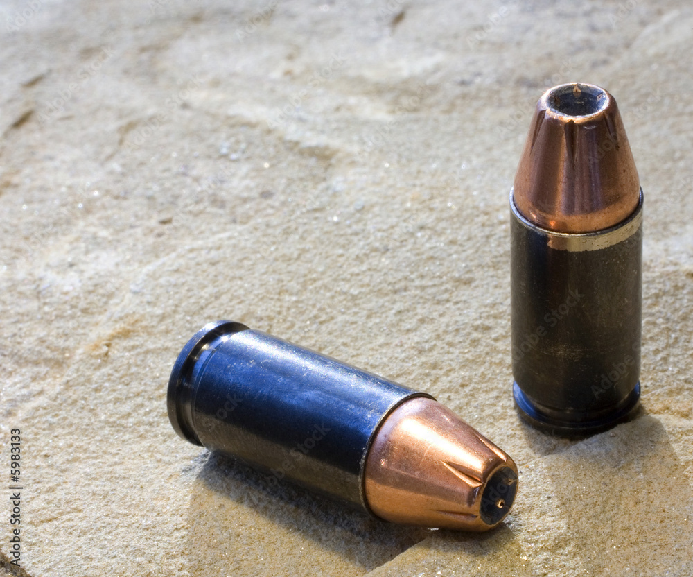 9 mm parabellum ammunition with copper hollow points Stock Photo ...