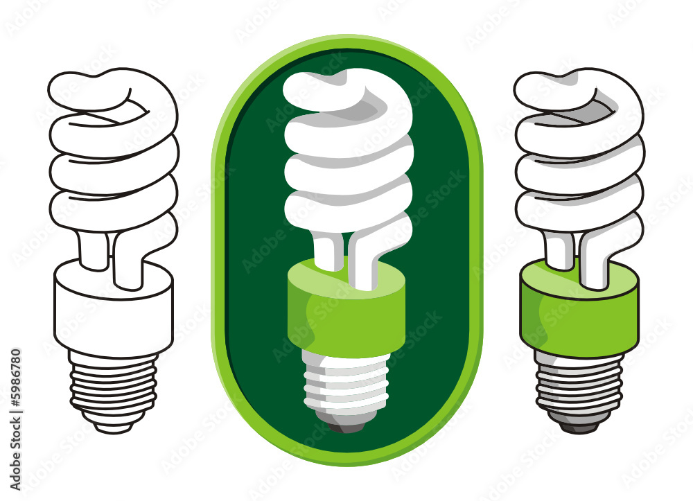 Cartoon Fluorescent Light Bulbs