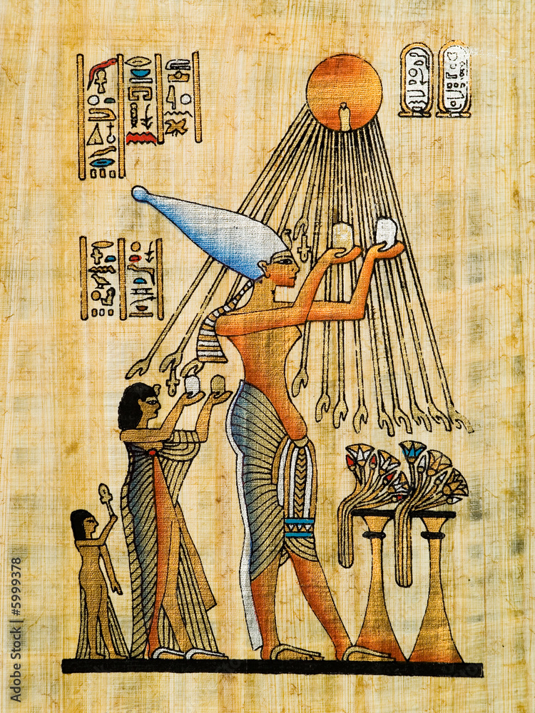 Egyptian papyrus, Ra offering Stock Photo | Adobe Stock