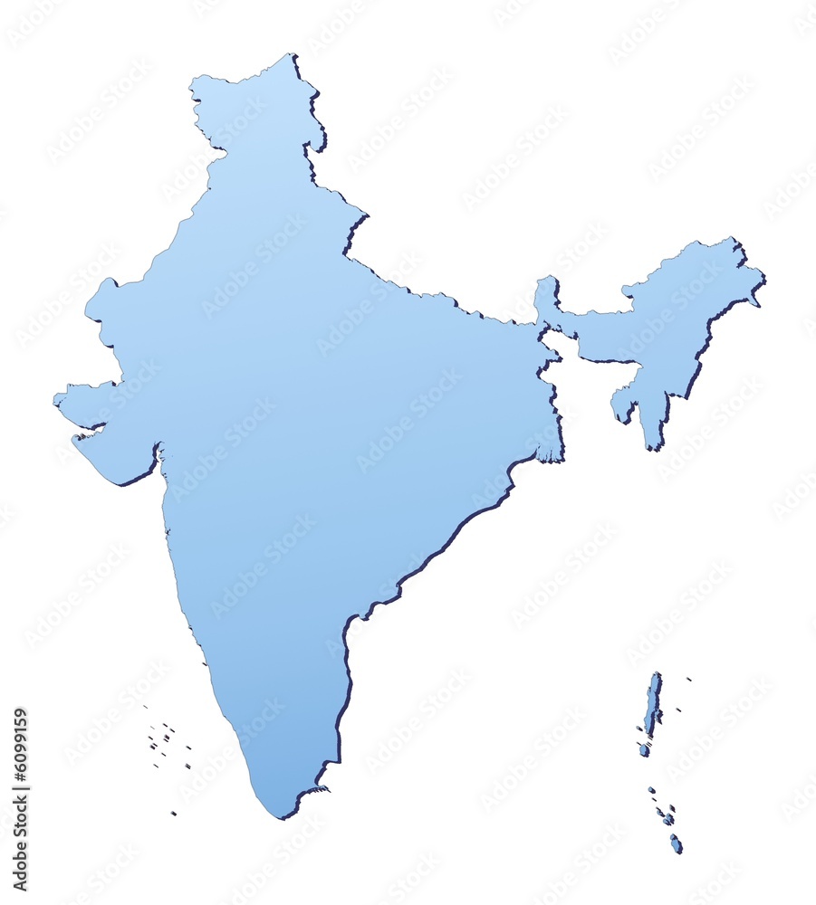 India map filled with light blue gradient Stock Illustration | Adobe Stock