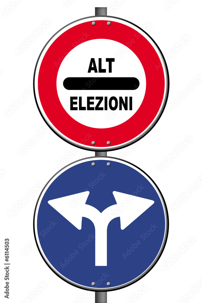 Illustrazione Stock cartello svolta a destra/sinistra, alt elezioni ...
