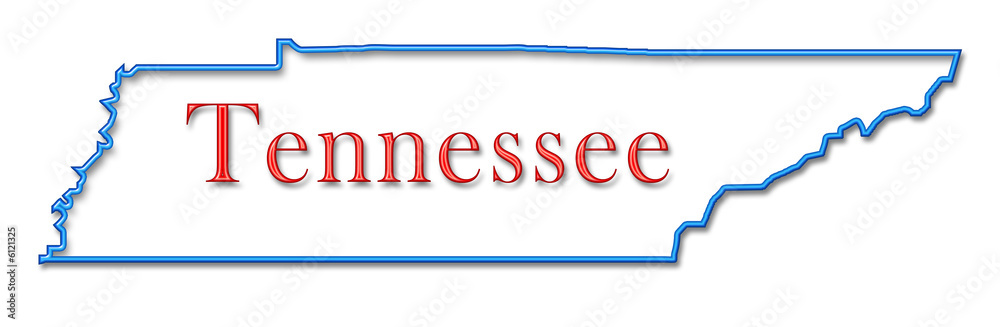 Tennessee Map Outlined in Neon Blue with Red Lettering Stock ...