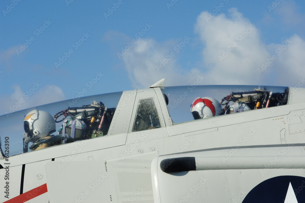 Fighter jet cockpit with profile of pilot and wingman Stock Photo ...