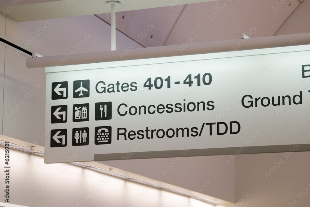 Direction signs in an airport terminal for travelers Stock Photo ...