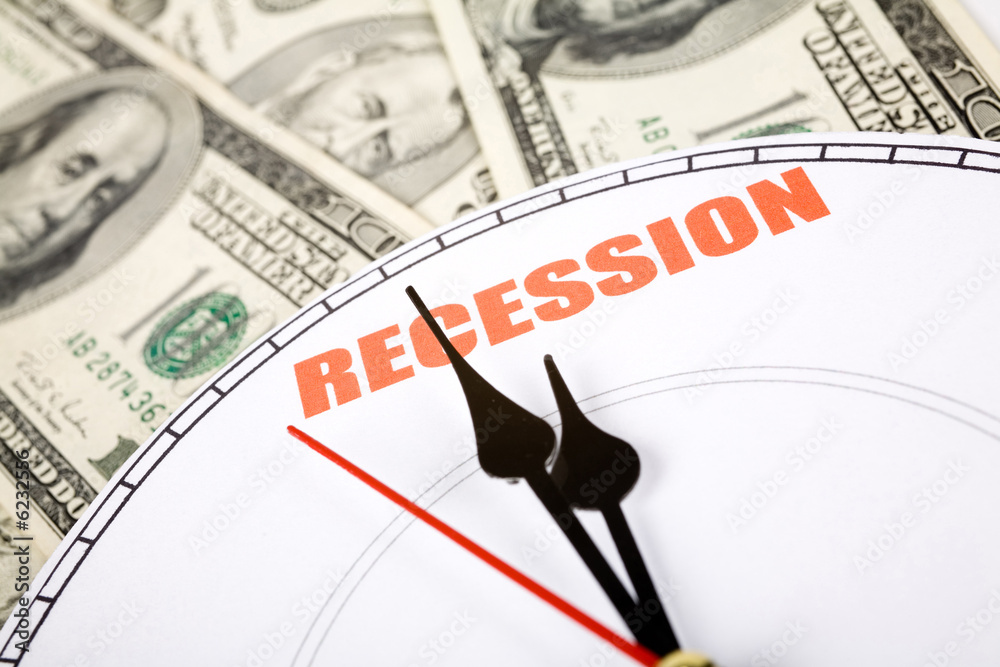 dollar and clock face, concept of Economic Recession Stock Photo ...