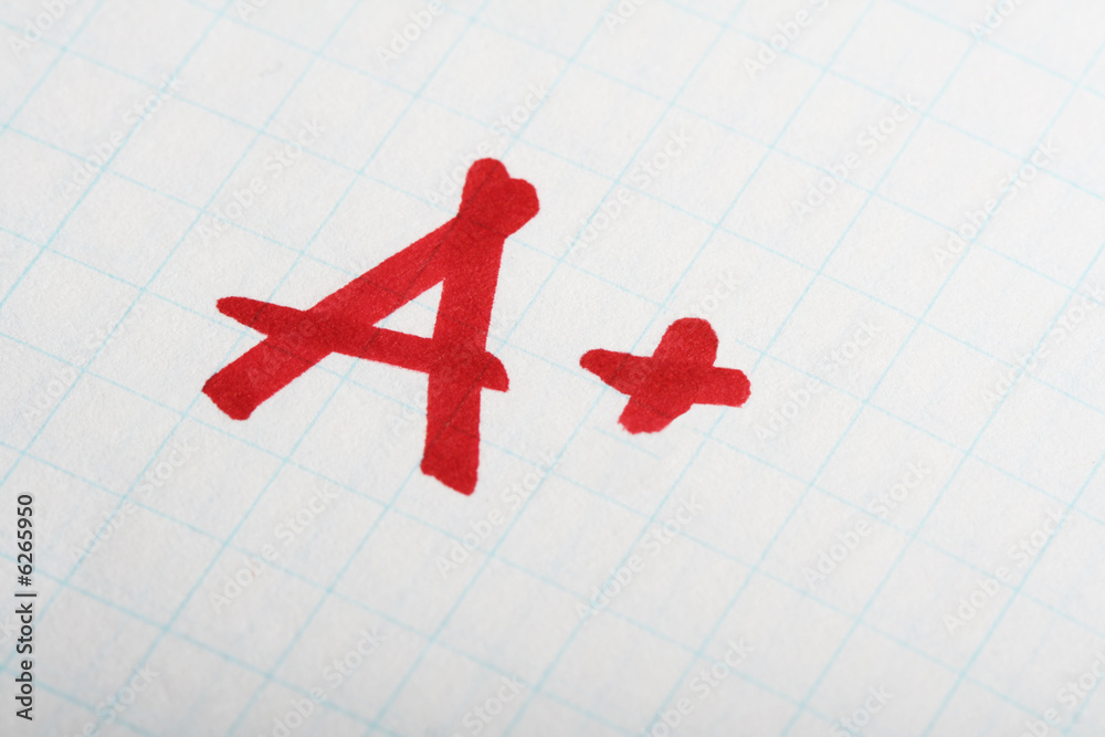 School exam grade A+ mark on paper Stock Photo | Adobe Stock