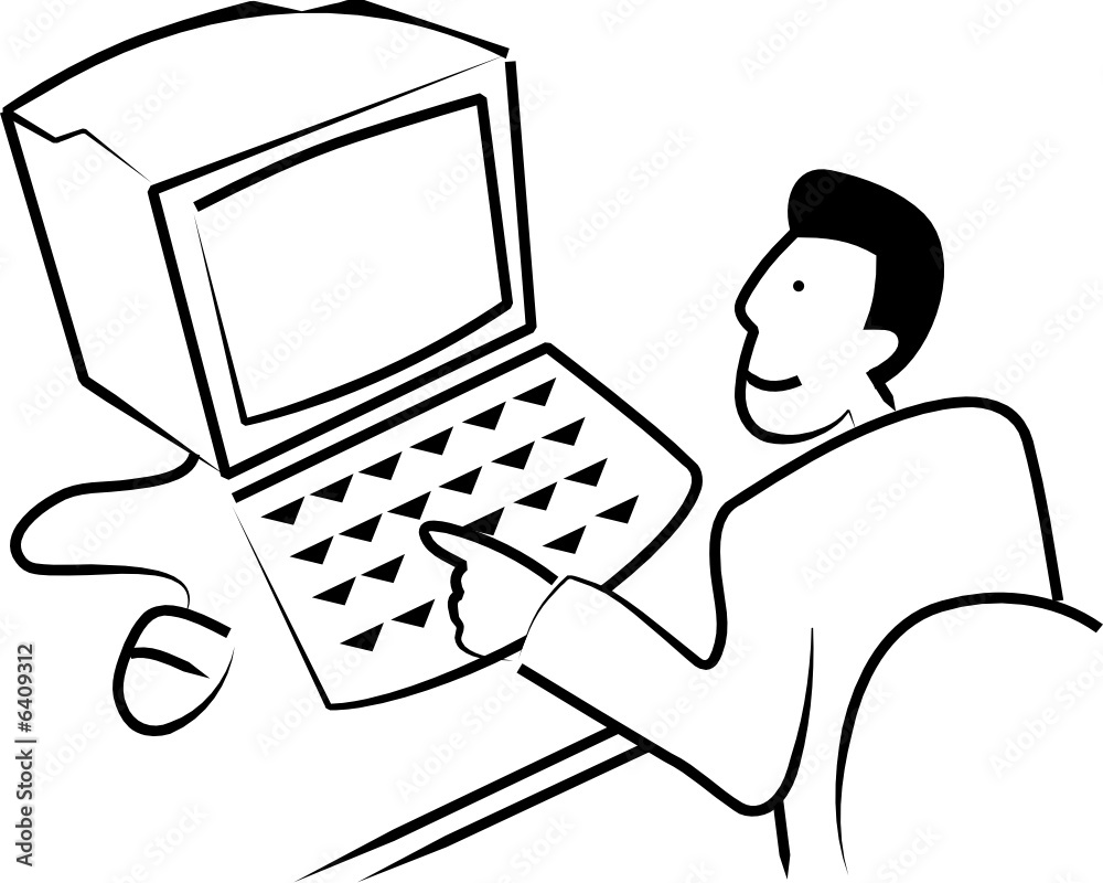 Man using computer Stock Vector | Adobe Stock