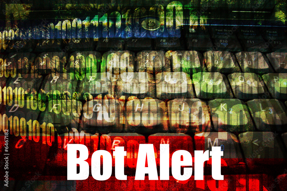 Bot Alert Warning Message on abstract technology background Stock ...