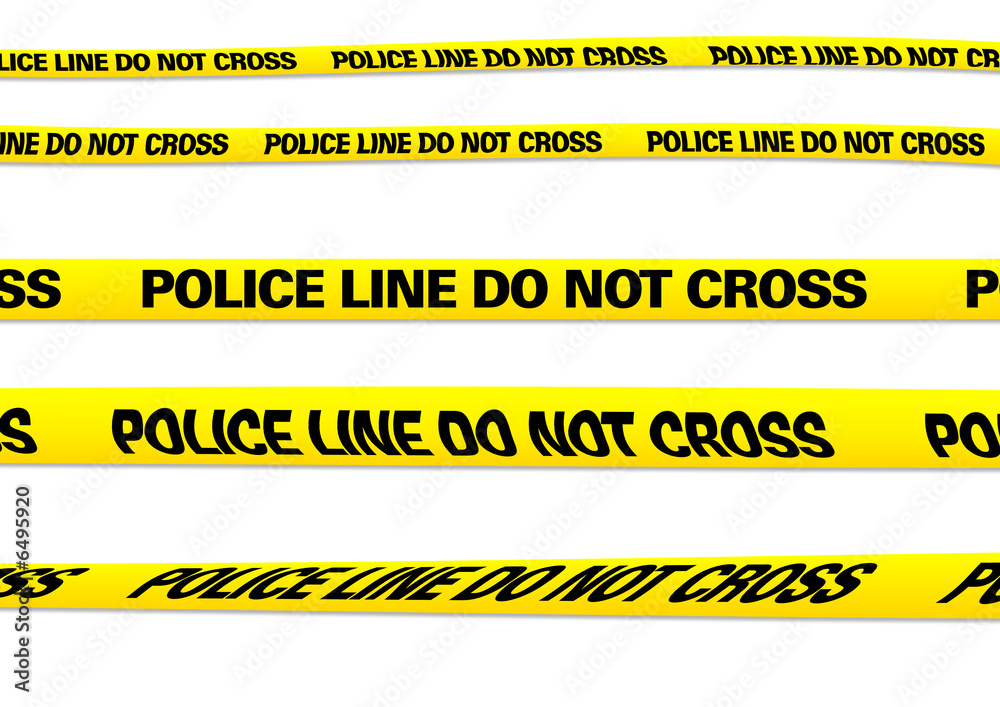 several versions of a police line with clipping paths Stock ...
