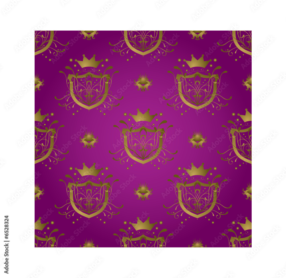 royal seamless repeat background design in purple and gold Stock Vector ...
