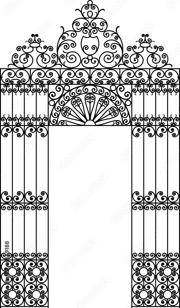vector image of a wrought iron gate Stock Vector | Adobe Stock