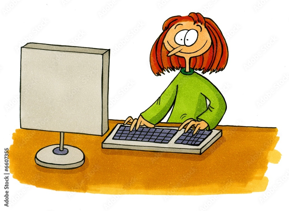 Business Comics Nummer 1 - Frau vor Computer Stock-Illustration | Adobe ...