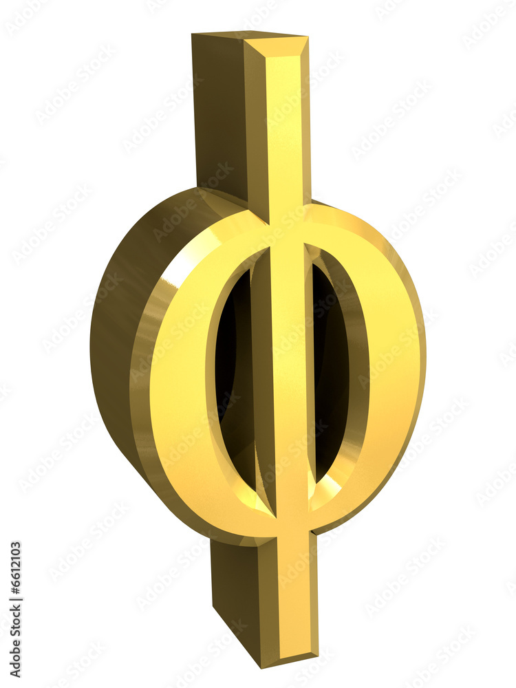 phi symbol in gold (3d) Stock Illustration | Adobe Stock