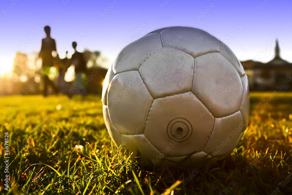 Foto Stock Pallone sul prato | Adobe Stock