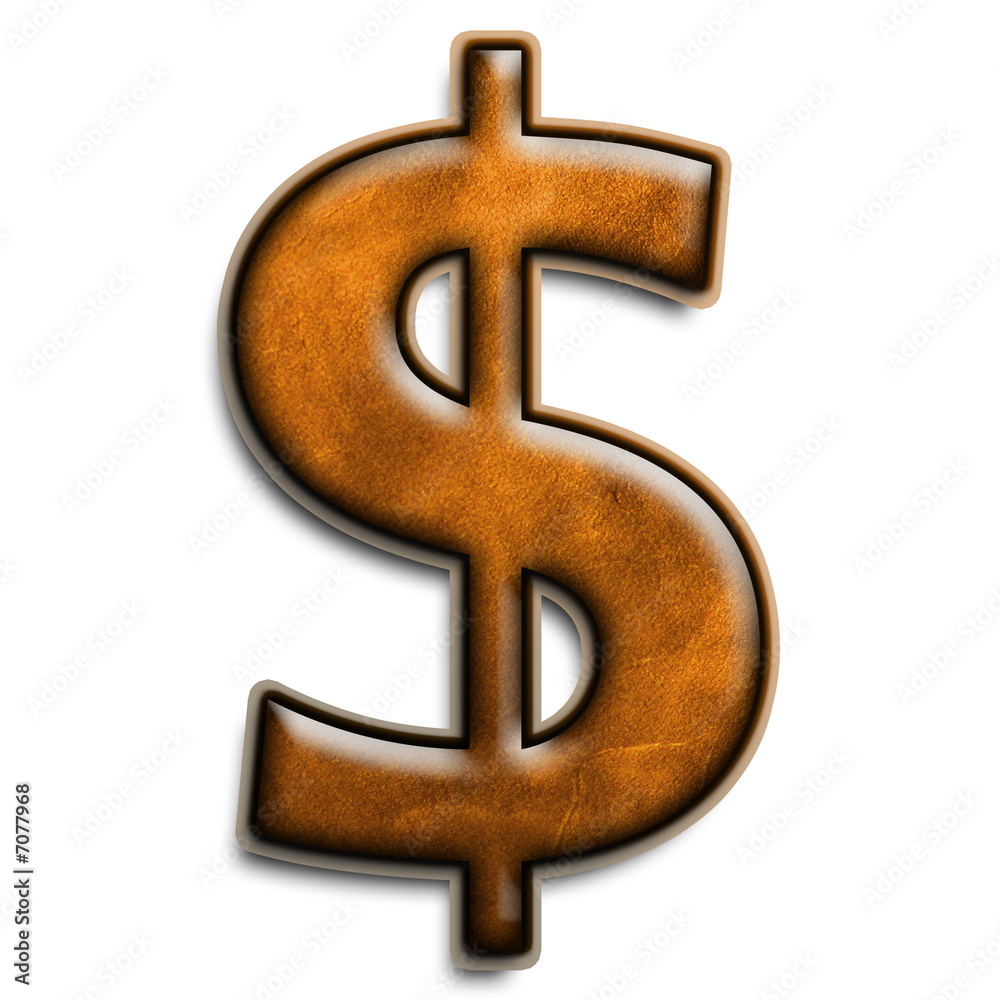 American dollar sign in brown leather isolated on white Stock ...