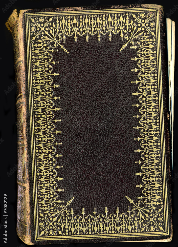 Vintage leather book texture with gold decorative frame Stock Photo ...