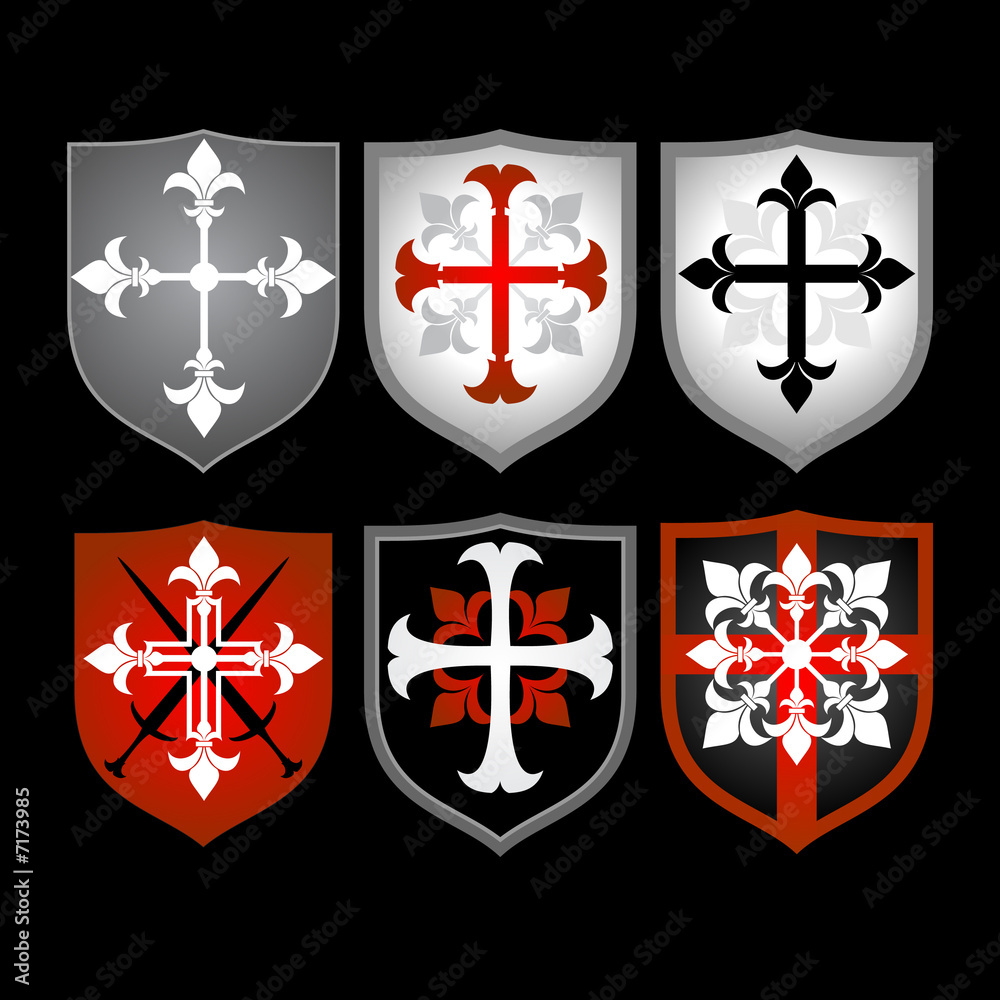 Medieval heraldic shields Stock Illustration | Adobe Stock