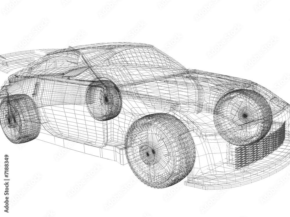 3d car wire frame Stock Illustration | Adobe Stock