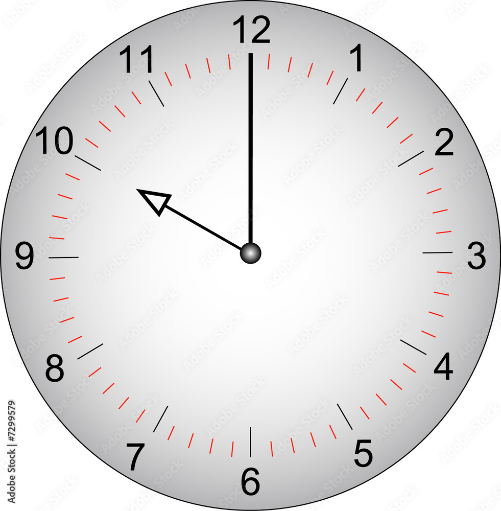 grey clock face with minutes marked off - 10 o'clock Stock Illustration ...