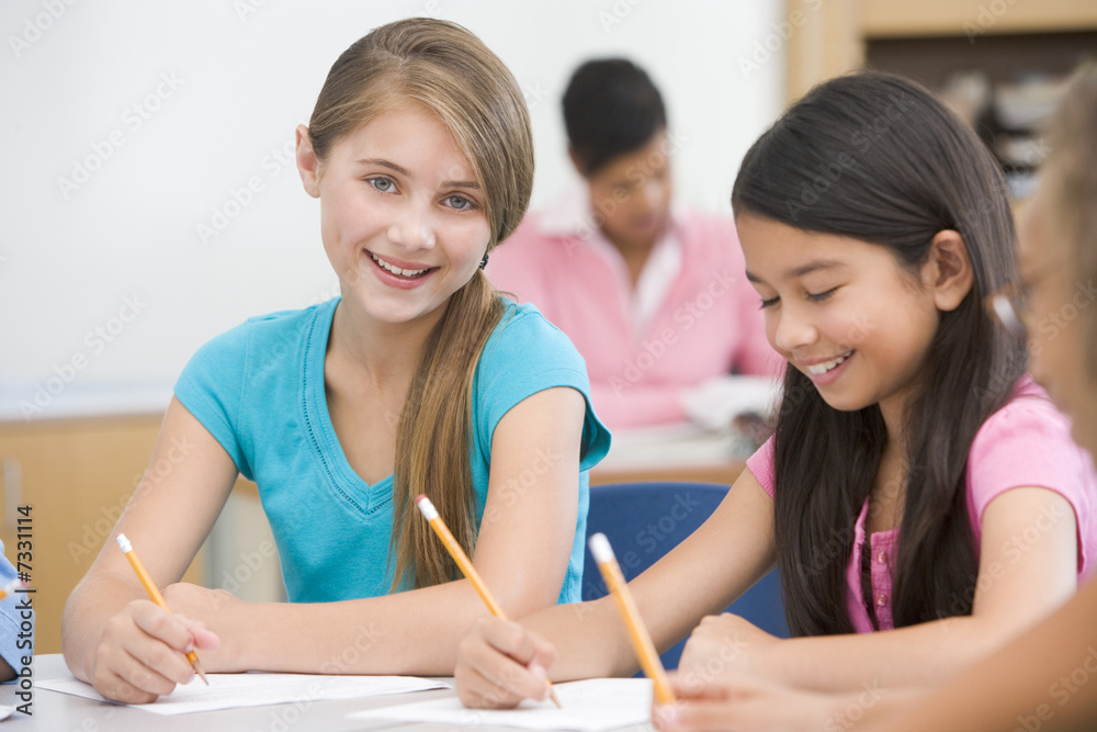 Elementary school pupils in classroom Stock Photo | Adobe Stock