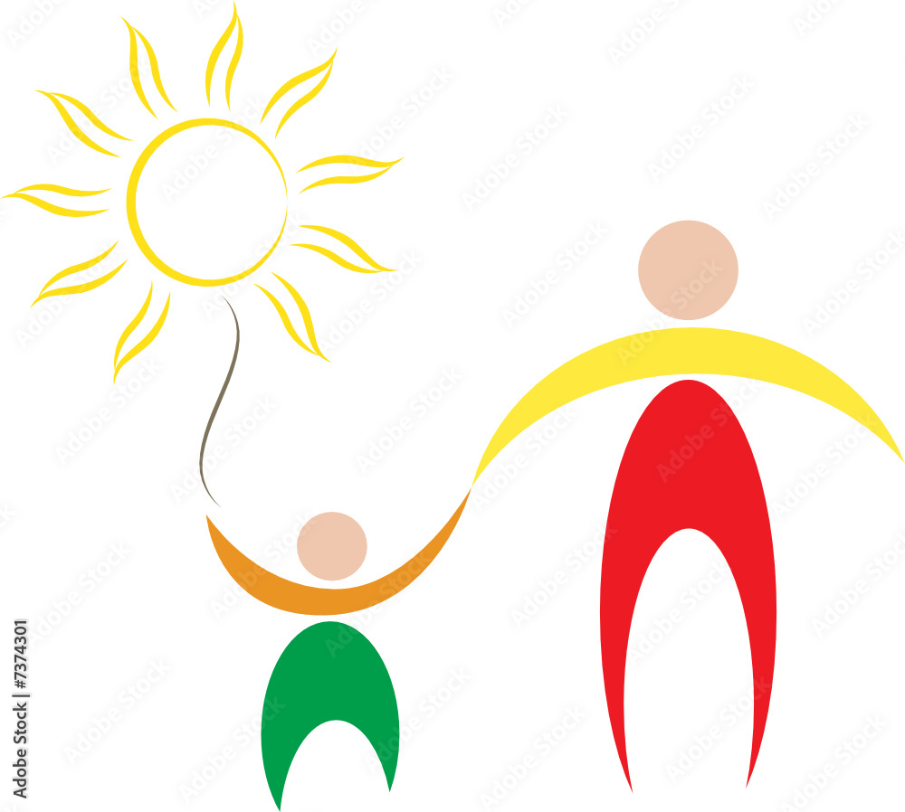 symbol of peace and family. father hold son by the hand Stock Vector ...