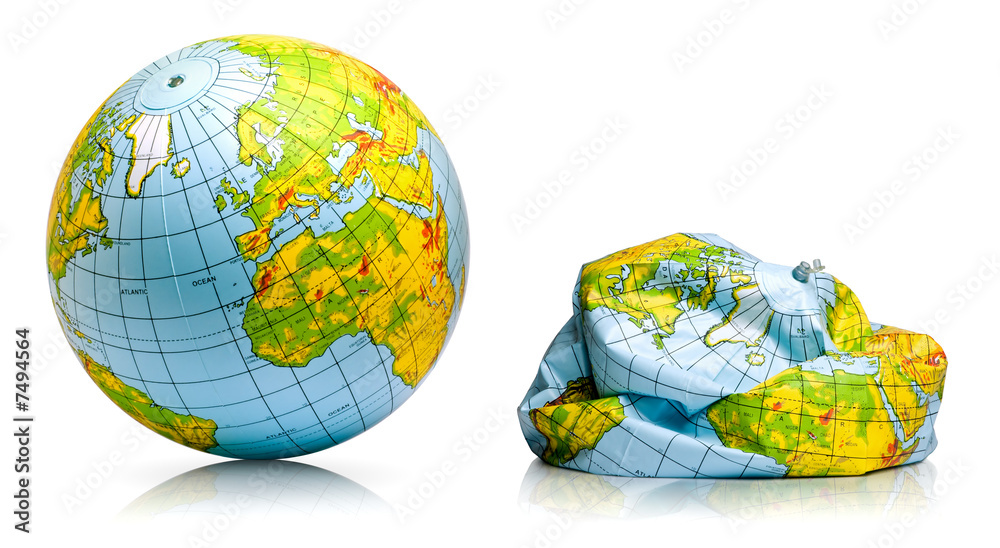 planet earth balloon inflated and deflated Stock Photo | Adobe Stock