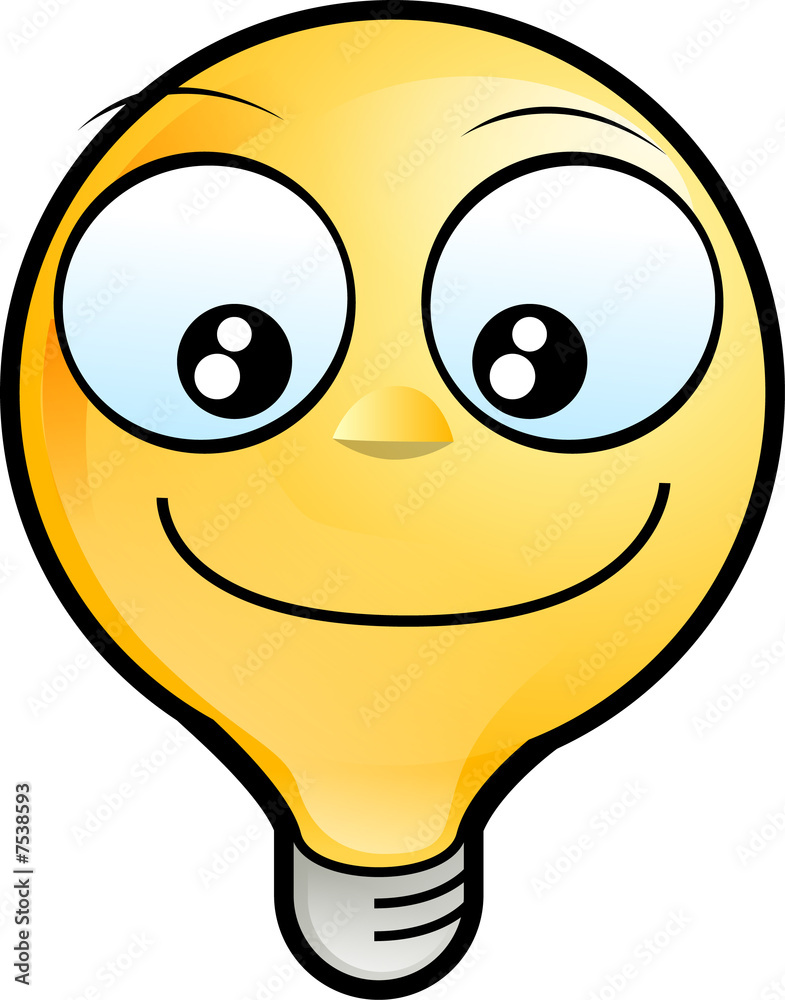 happy smiley Lighting Bulb face mascot Stock Illustration | Adobe Stock