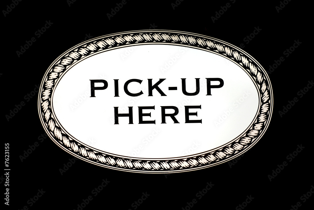Pick-up here sign on isolated black background Stock Illustration ...