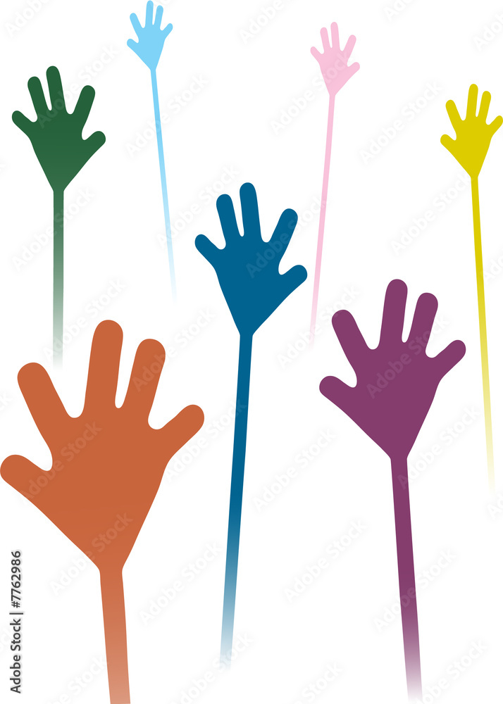 color hands rise up Stock Illustration | Adobe Stock