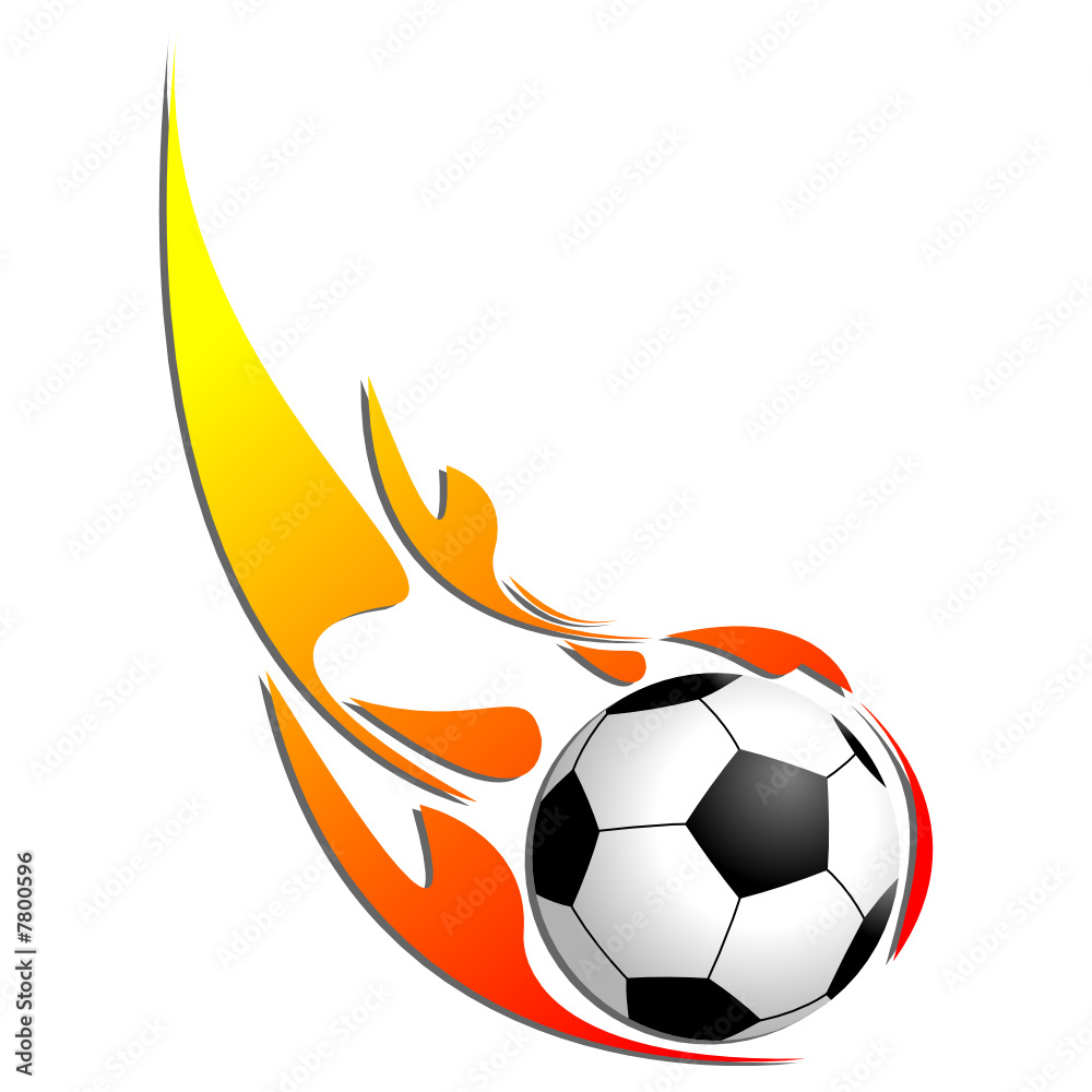 Soccer ball on fire isolated over white background Stock Vector | Adobe ...