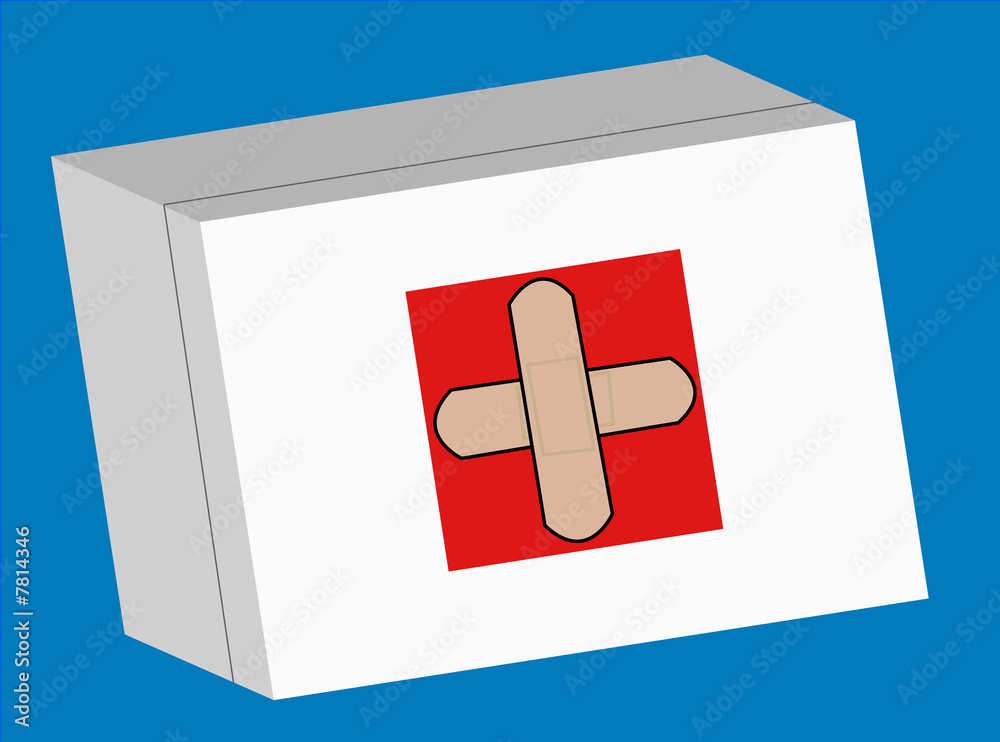 first aid box with crossed bandaid logo on the front Stock Illustration ...