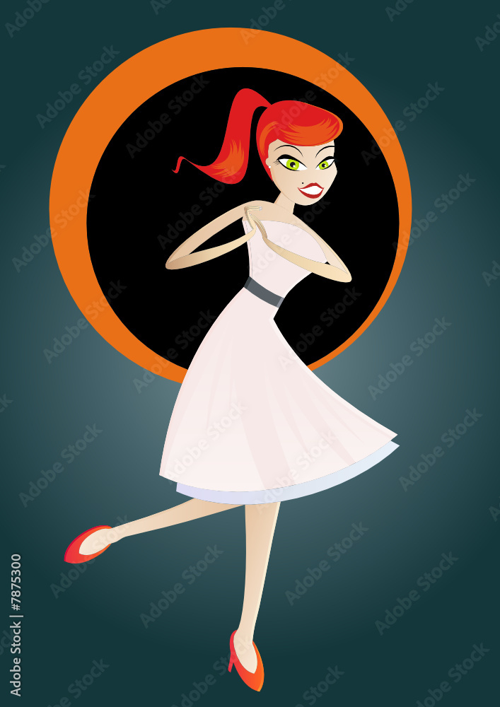 frau cartoon retro Stock-Vektorgrafik | Adobe Stock