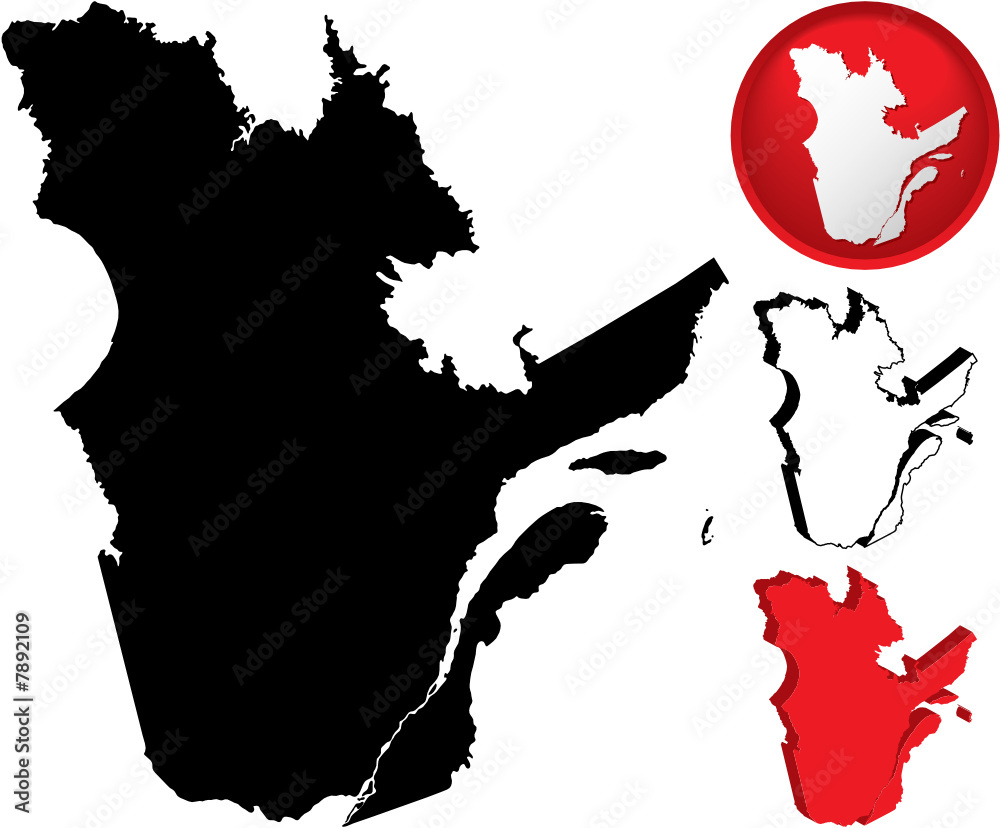 Detailed Map of Quebec, Canada Stock Vector | Adobe Stock