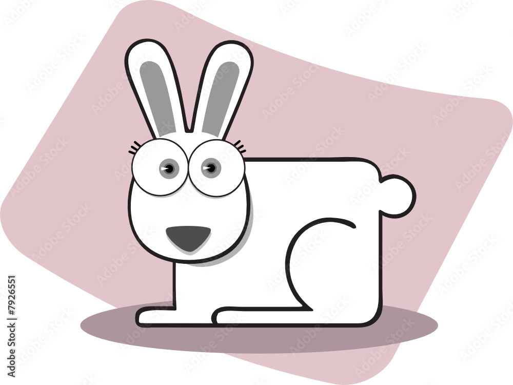 Cartoon Rabbit in Black and White Stock Vector | Adobe Stock