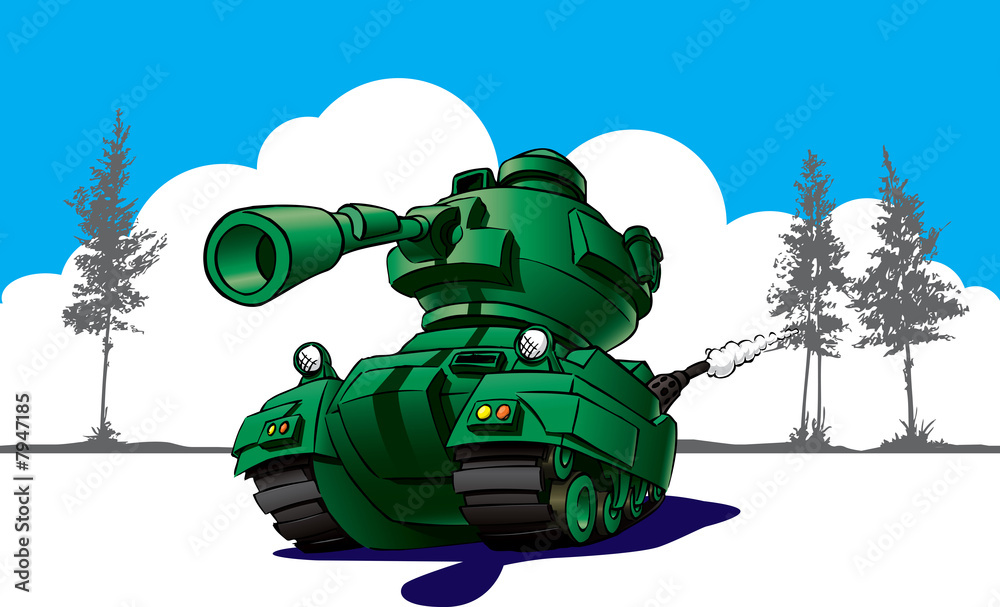 Cartoon tank in wargames Stock Illustration | Adobe Stock