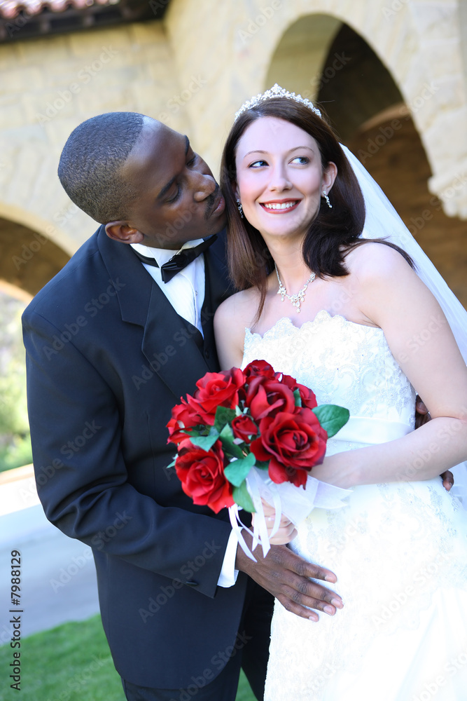 Attractive Interracial Wedding Couple Stock Photo | Adobe Stock
