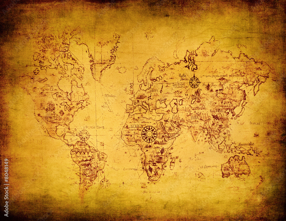 ancient map of the world. Stock Illustration | Adobe Stock