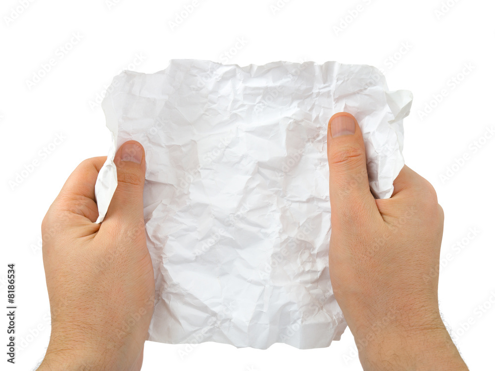 Hands and crumpled paper Stock Photo | Adobe Stock