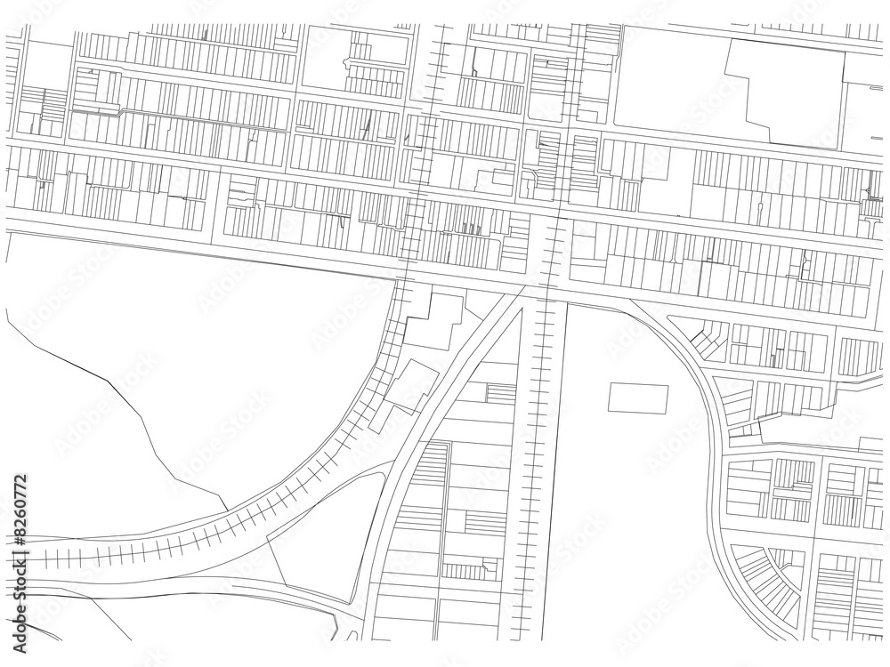 city map autoCAD drawing black and white Stock Illustration | Adobe Stock