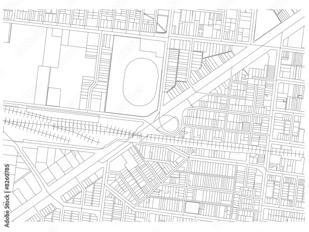 city map autoCAD drawing black and white Stock Illustration | Adobe Stock