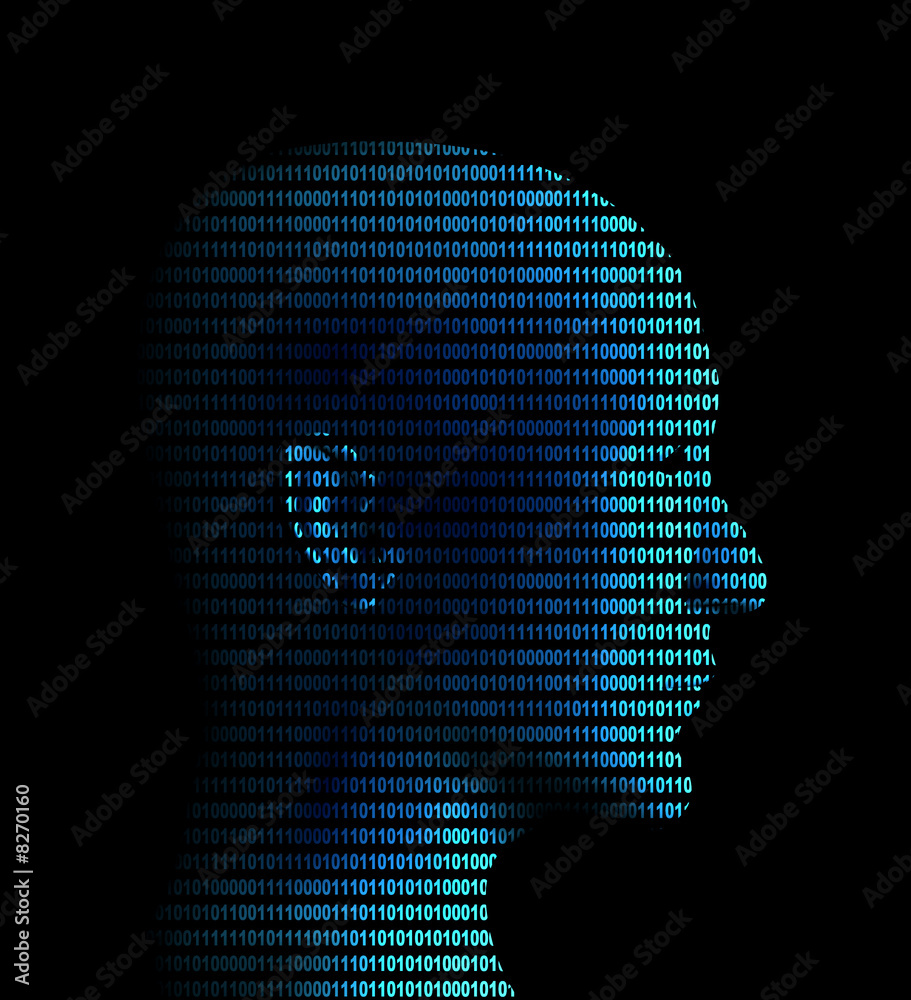 Human profile from a binary code Stock Illustration | Adobe Stock