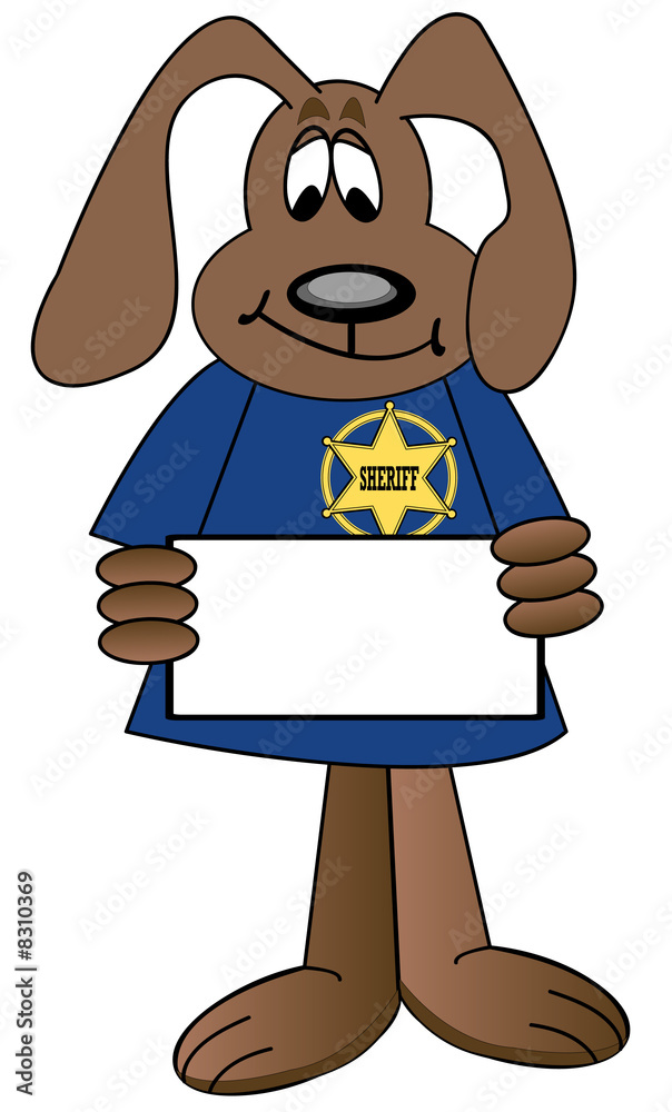 cartoon dog sheriff with badge holding blank sign Stock Illustration ...