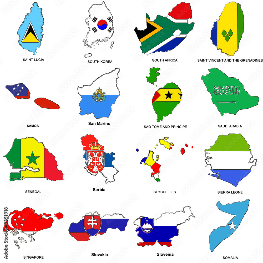 world flag map sketches collection 11 Stock Illustration | Adobe Stock