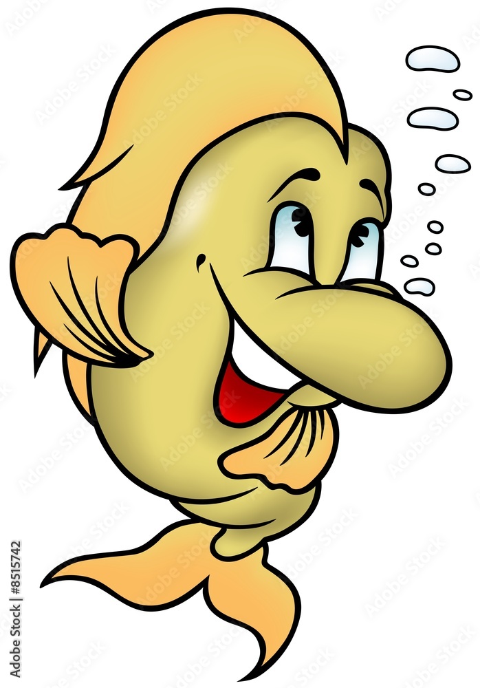 Golden Smiling Fish - cartoon illustration Stock Illustration | Adobe Stock